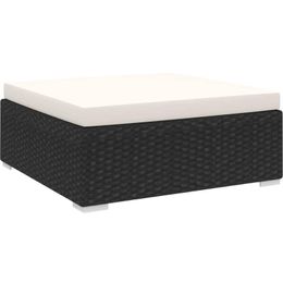 Modular-Fußhocker 1 Stk. + Auflagen Poly Rattan Schwarz vidaXL