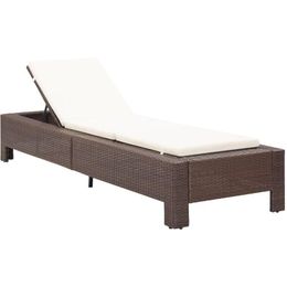 Sonnenliege mit Auflage Braun Poly Rattan vidaXL