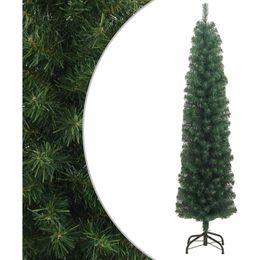 Künstlicher Weihnachtsbaum Schlank mit Ständer Grün 210 cm pvc vidaXL