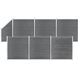 vidaXL - wpc Zaun-Set 6 Quadrate + 1 Schräge 1138x186 cm Grau