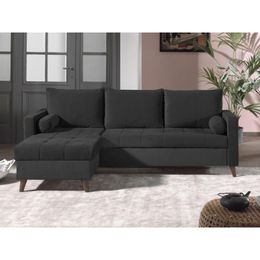 Polar - ecksofa beidseitig montierbar mit schlaffunktion - aus samt in skandinavischem design - 4 sitze - dunkelgrau