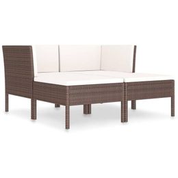 4-tlg. Garten-Lounge-Set mit Auflagen Poly Rattan Braun vidaXL