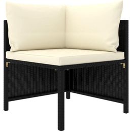 Modular-Ecksofa mit Kissen Schwarz Poly Rattan vidaXL