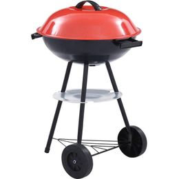 Tragbarer Holzkohlegrill xxl mit Rädern 44 cm vidaXL