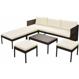 vidaXL - 6-tlg. Garten-Lounge-Set mit Auflagen Poly Rattan Braun