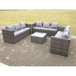 Rattan Gartenmöbel Lounge Sofa Set im Freien mit quadratischem Couchtisch - Fimous