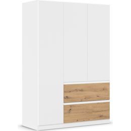 Drehtürenschrank Rauch "Kleiderschrank Schrank Garderobe Wäscheschrank COSTA in 3 Breiten" Schränke Gr. B/H/T: 136cm x 197cm x 54cm, 3 St., weiß (alpinweiß/eiche artisan) viel Platz, grifflose Front und Push-to-Open Funktion MADE IN GERMANY