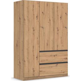 Drehtürenschrank Rauch "Kleiderschrank Schrank Garderobe Wäscheschrank COSTA in 3 Breiten" Schränke Gr. B/H/T: 136cm x 197cm x 54cm, 3 St., braun (eiche artisan) viel Platz, grifflose Front und Push-to-Open Funktion MADE IN GERMANY