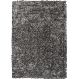 Hochflor-Teppich Bruno Banani "Alga" Teppiche Gr. B: 240cm, 40mm, L: 330cm, grau (grau/weiß) Uni, Shaggy, Langflor, besonders weich und kuschelig, Wohnzimmer