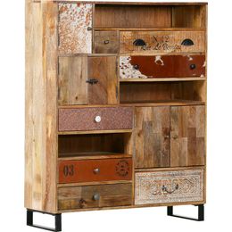 Highboard GUTMANN FACTORY "Bounce" Sideboards Gr. B/H/T: 105cm x 130cm x 38cm, 7 St., bunt (natur/bunt) Stauraumschrank aus massiven Altholz Mango mit verzierten Fronten