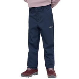 Softshellhose Jack Wolfskin "FOURWINDS Kinder" Gr. 128, N-Gr, blau (night blau), Kinder, Obermaterial: 100% Polyester, Hosen