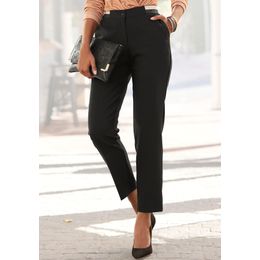 Bügelfaltenhose Lascana Gr. 38, N-Gr, schwarz Damen Hosen mit Glitzerbund, schmal geschnitten, Anzughose, Business-Look