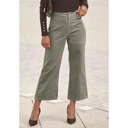 Weite Jeans Lascana Gr. 36, N-Gr, grün (khaki) Damen Jeans in Culotte-Form, High-Waist, modisch