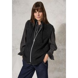 Kurzweste Cecil, Damen, Gr. M (40), schwarz, Web, 68% Baumwolle, 32% Polyester, unifarben, casual, normal normal, hoch geschlossener Ausschnitt, Westen, mit Stehkragen