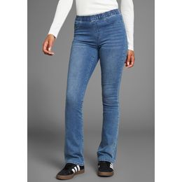 Jeansjeggings Arizona "Bootcut mit leichtem Thermo Effekt", Damen, Gr. 38, N-Gr, blau (blau used), Denim/Jeans, Obermaterial: 72% Baumwolle, 26% Polyester, 2% Elasthan, Basic, lang, Jeans, High Waist