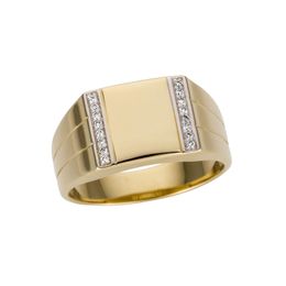 Goldring Firetti "Schmuck Geschenk Gold 585 Herrenring Goldring" Fingerringe Gr. 21, 0,08 ct P2 = erkennbare Einschlüsse, Gelbgold 585-Diamanten, 11mm, weiß (gelbgoldfarben-silberfarben-weiß) Herren mit Brillanten