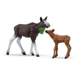 Schleich® Wild Life 42603 Elchkuh mit Kalb Spielfiguren-Set