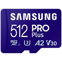 Samsung PRO Plus microSDXC-Karte 512 GB A2 Application Performance Class, v30 Video Speed Class, UHS-I inkl. SD-Adapter