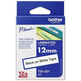 Schriftband 10er Set Brother TZe TZe-231 Bandfarbe: Weiß Schriftfarbe:Schwarz 12 mm 8 m