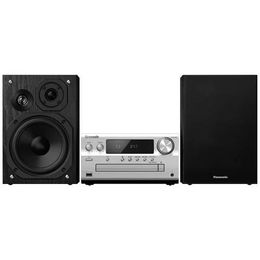 Panasonic SC-PMX802E-S Stereoanlage Air-Play, Bluetooth®, CD, DAB+, USB, WLAN, UKW, AUX, Spotify, Tidal, Deezer, Multiroom-fähig 2 x 60 W Schwarz, Silber