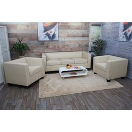 MCW 3-1-1 Couchgarnitur Lille, Kunstleder ~ creme