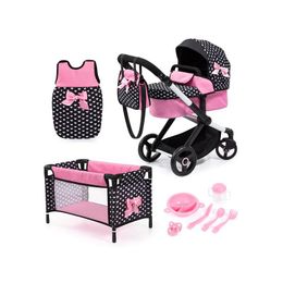 BAYER DESIGN Doll's Pram Xeo Mega Set - Black/Pink (17060AB)