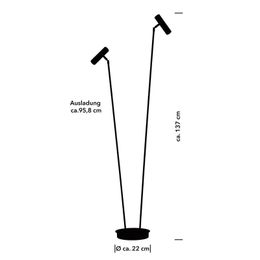 LED-Stehleuchte Tom Pro, schwarz, 2-flammig, CCT, Dimmer