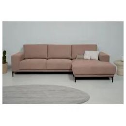 Ecksofa Places of Style "Xander, L-Form" Sofas Gr. B/H/T: 280cm x 85cm x 152cm, Chenille, Recamiere rechts, braun (cinnamon) Breite 280 cm, Soft-Touch Chenille, schwarze Metallfüßen