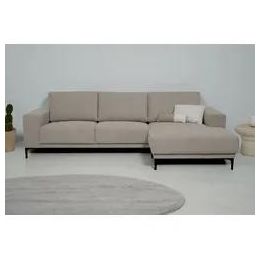 Ecksofa Places of Style "Xander, L-Form" Sofas Gr. B/H/T: 280cm x 85cm x 152cm, Chenille, Recamiere rechts, beige (natural) Breite 280 cm, Soft-Touch Chenille, schwarze Metallfüßen