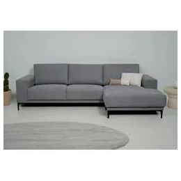 Ecksofa Places of Style "Xander, L-Form" Sofas Gr. B/H/T: 280cm x 85cm x 152cm, Chenille, Recamiere rechts, grau (dunkelgrau) Breite 280 cm, Soft-Touch Chenille, schwarze Metallfüßen