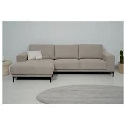 Ecksofa Places of Style "Xander, L-Form" Sofas Gr. B/H/T: 280cm x 85cm x 152cm, Chenille, Recamiere links, beige (natural) Breite 280 cm, Soft-Touch Chenille, schwarze Metallfüßen