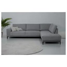 Ecksofa Places of Style "Xander, L-Form" Sofas Gr. B/H/T: 289cm x 85cm x 210cm, Chenille, Ottomane rechts, grau (dunkelgrau) Breite 289 cm, Webstoff, Soft-Touch Chenille, schwarze Metallfüßen