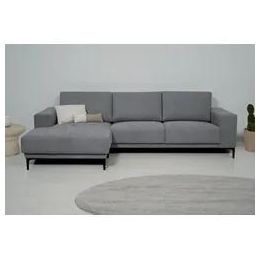 Ecksofa Places of Style "Xander, L-Form" Sofas Gr. B/H/T: 280cm x 85cm x 152cm, Chenille, Recamiere links, grau (dunkelgrau) Breite 280 cm, Soft-Touch Chenille, schwarze Metallfüßen