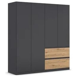 Drehtürenschrank Rauch "Kleiderschrank Schrank Garderobe Wäscheschrank COSTA in 3 Breiten" Schränke Gr. B/H/T: 181cm x 197cm x 54cm, 4 St., grau (graumetallic/eiche artisan) viel Platz, grifflose Front und Push-to-Open Funktion MADE IN GERMANY