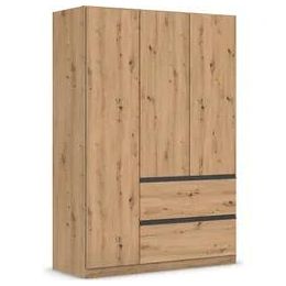 Drehtürenschrank Rauch "Kleiderschrank Schrank Garderobe Wäscheschrank COSTA in 3 Breiten" Schränke Gr. B/H/T: 136cm x 197cm x 54cm, 3 St., braun (eiche artisan) viel Platz, grifflose Front und Push-to-Open Funktion MADE IN GERMANY