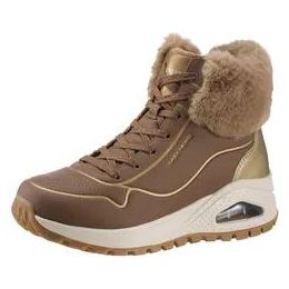 Keilsneaker Skechers "UNO RUGGED" Gr. 39, bunt (braun-goldfarben) Damen Schuhe Sneaker, Keilsneaker, Winterboots mit hochwertiger Dämpfung