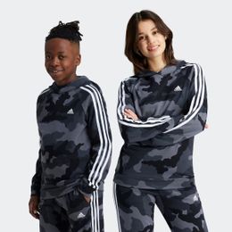 Kapuzensweatshirt adidas Sportswear "J BL CAMO FT HD" Gr. 176, grau (grey five / black white) Kinder Sweatshirts