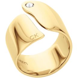 Fingerring Calvin Klein "CK CHERISHED, 35000663C,D, 35000664C,D" Fingerringe Gr. 54, Edelstahl, 20mm, goldfarben (gelbgoldfarben, weiß, weiß) Damen mit Glasstein