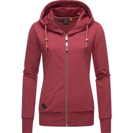 Kapuzensweatjacke Ragwear "Paya Intl." Gr. L (40), lila (beere) Damen Sweatjacken sportlicher Kapuzensweater mit Kordeln