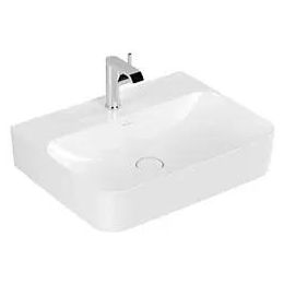 Villeroy & Boch Villeroy und Boch Finion Waschtisch 416864RW 60x47cm, stone white C+, mittleres Hahnloch durchstochen, verdeckter Überlauf