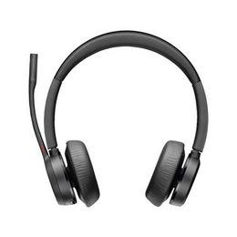 HP Poly Voyager 4320 UC Stereo Computer On Ear Headset Bluetooth® Stereo Schwarz Noise Cancelling Lautstärkeregelung, inkl. Lade- und Dockingstation