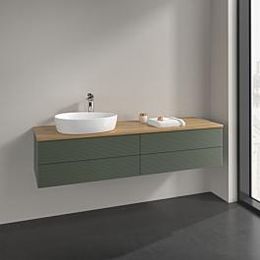 Villeroy & Boch Villeroy und Boch Antao Waschtisch-Unterschrank K26151HL 160x36x50cm, Hahnlochbohrung, Waschbeckenplattenfarbe honey oak, leaf green matt lacquer