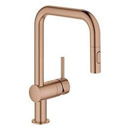 Grohe Minta Spültisch-Einhebelmischer 32322DL2 warm sunset gebürstet, herausziehbare Dual-Spülbrause, U-Auslauf