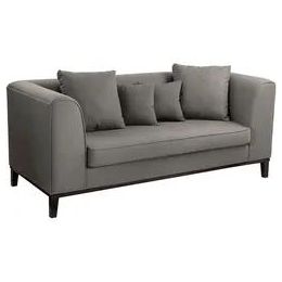 3-Sitzer Fink "Maxim", grau (stone), B:202cm H:84cm T:85cm, Sofas, mit schmalem Holzsockel, inklusive 4 Zierkissen