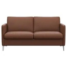 2-Sitzer FLEXLUX "Fiore, super Sitzkomfort durch Kaltschaum im Sitz" Sofas Gr. B/H/T: 149cm x 85cm x 92cm, Echtleder, braun (old chesnut) schmale Armlehnen, Füße Alu