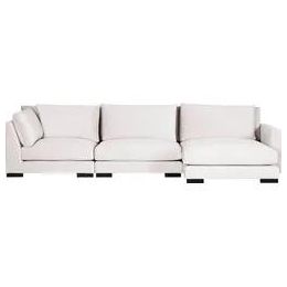 Ecksofa LeGer Home by Lena Gercke "Tvinna L-Form" Sofas Gr. B/H/T: 306cm x 76cm x 151cm, Samtoptik, Recamiere rechts, beige (creme) Modulsofa, bestehend aus Eckteil, Recamiere und Mittelteil