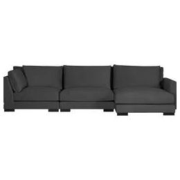 Ecksofa LeGer Home by Lena Gercke "Tvinna L-Form" Sofas Gr. B/H/T: 306cm x 76cm x 151cm, Samtoptik, Recamiere rechts, grau (dunkelgrau) Modulsofa, bestehend aus Eckteil, Recamiere und Mittelteil