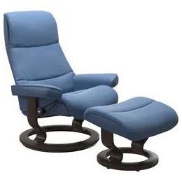 Relaxsessel stressless "View" Sessel Gr. Material Bezug, Cross Base Wenge, Ausführung Funktion, Größe B/H/T, blau (lazuli blau) mit Classic Base, Größe L,Gestell Wenge