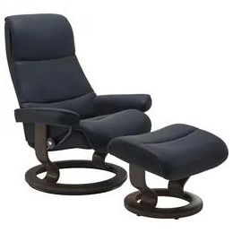 Relaxsessel stressless "View" Sessel Gr. Leder PALOMA, Cross Base Wenge, Relaxfunktion-Drehfunktion-PlusTMSystem-Gleitsystem, B/H/T: 91cm x 109cm x 83cm, blau (shadow paloma) mit Classic Base, Größe L,Gestell Wenge