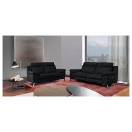 2-Sitzer Calia italia Sofas Gr. B/H/T: 172cm x 95cm x 96cm, Leder BULL, schwarz (nero)